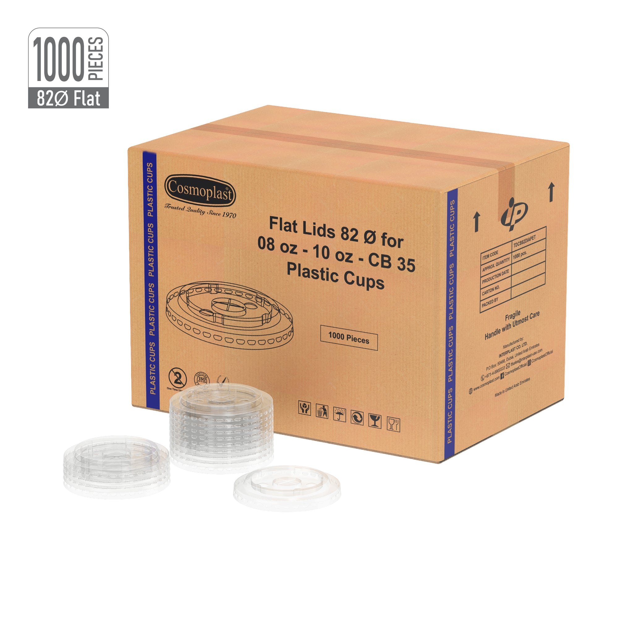 Cosmoplast Wholesale Plastic Flat Lids 82 mm for Plastic Cups - 1000 ...