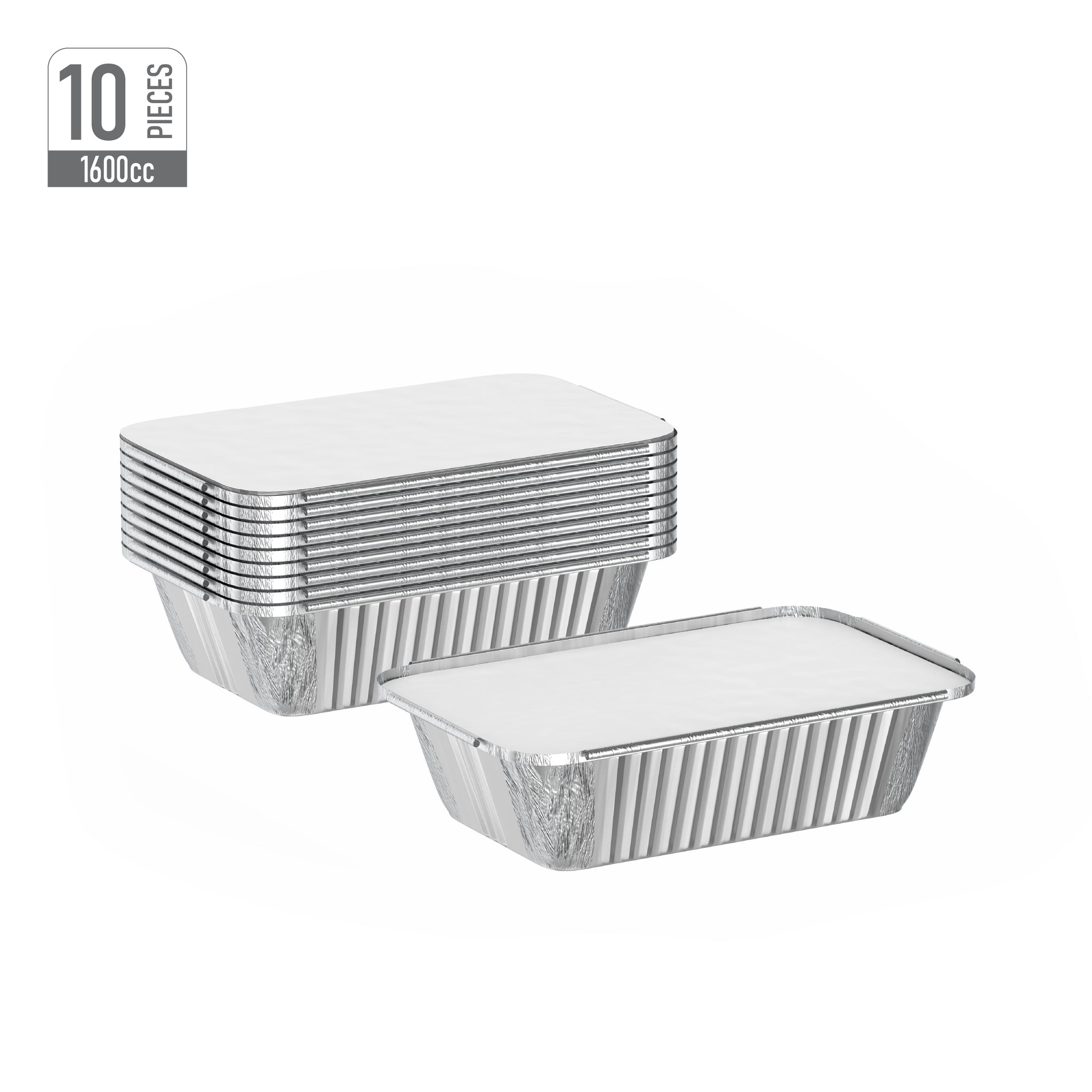 Cosmoplast Aluminium Containers 1600 cc with Lids - 10 Pcs ...
