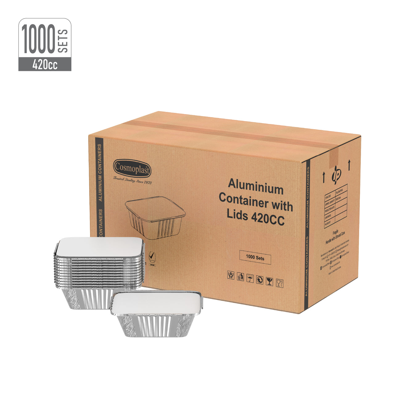 Wholesale Aluminum Containers 420 cc with Lids-Cosmoplast – Cosmoplast UAE