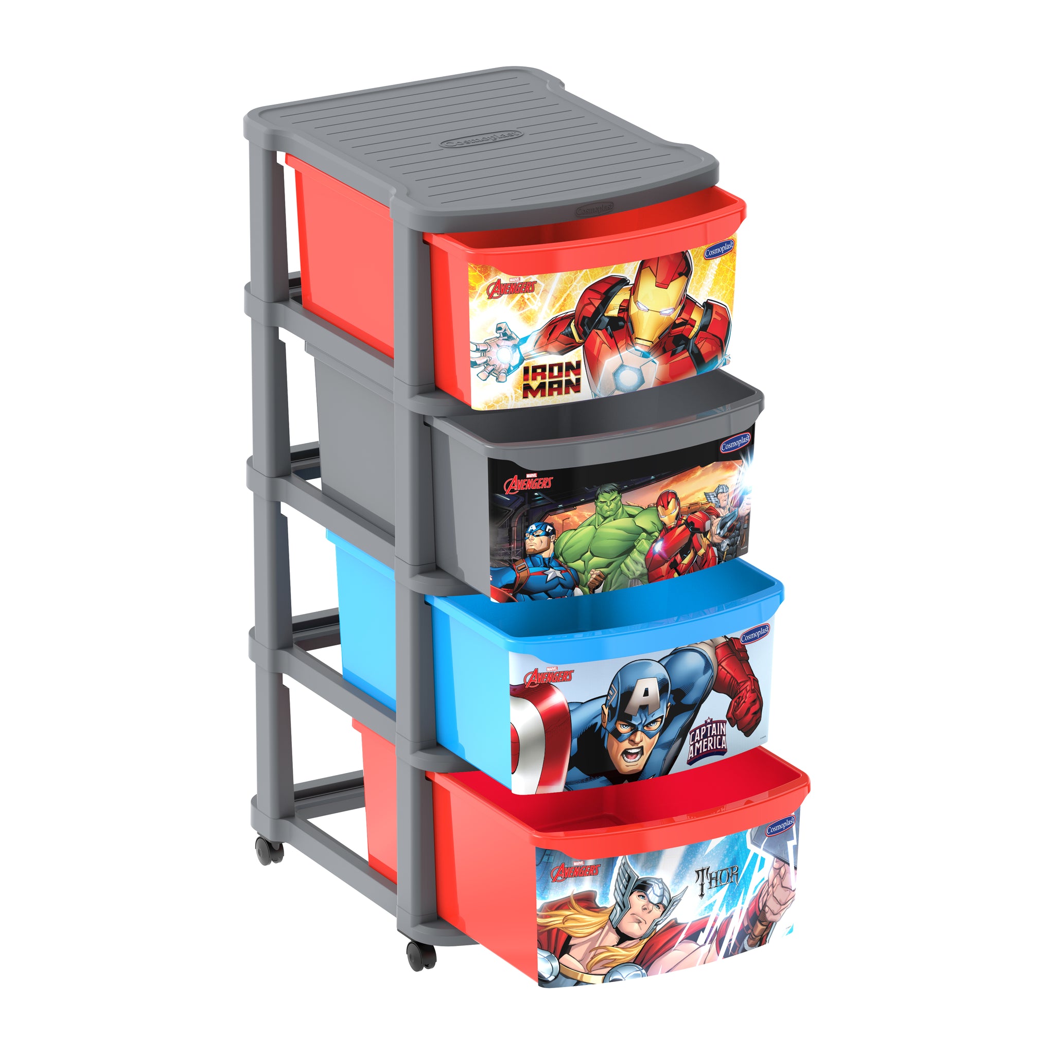 Avengers Cabinet 4 Drawers with Wheels- Cosmoplast – Cosmoplast UAE