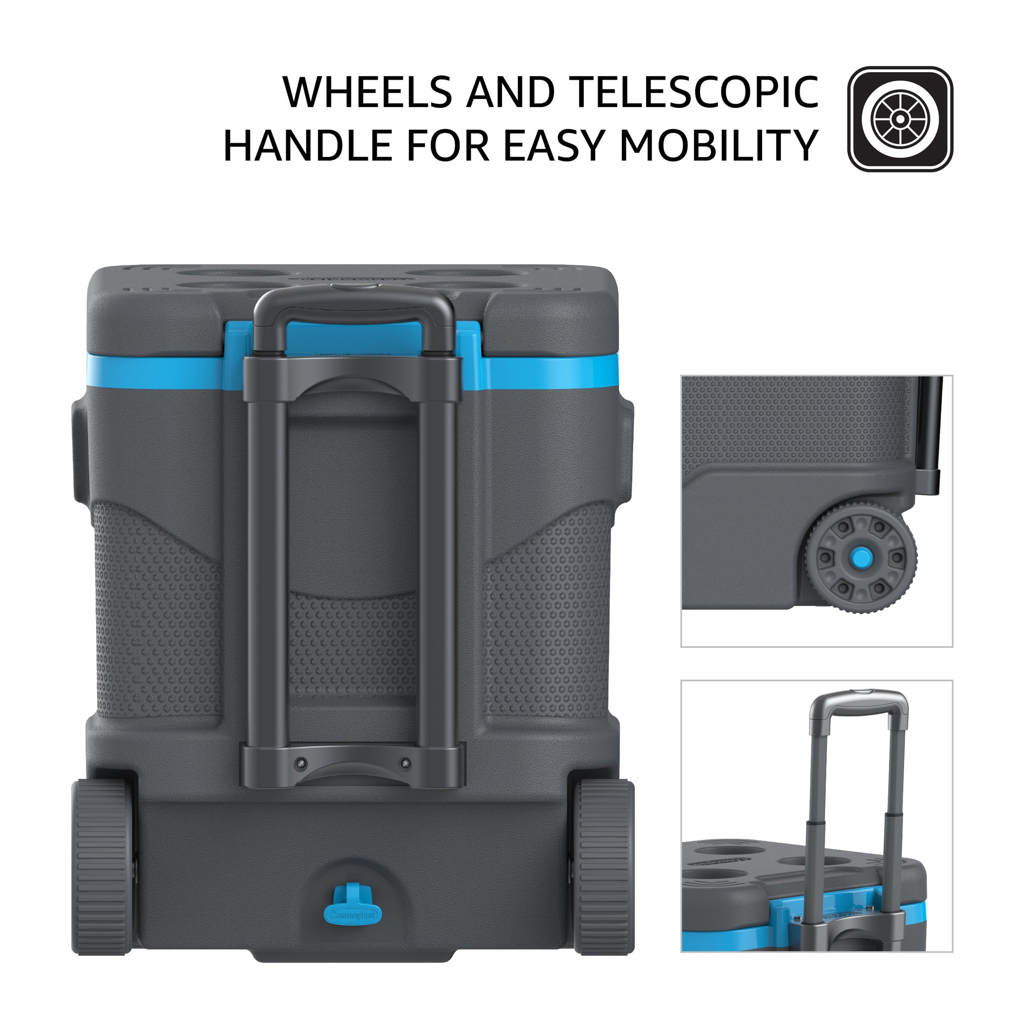 Cosmoplast 45L KeepCold Picnic Trolley Icebox with Umbrella Holder ...