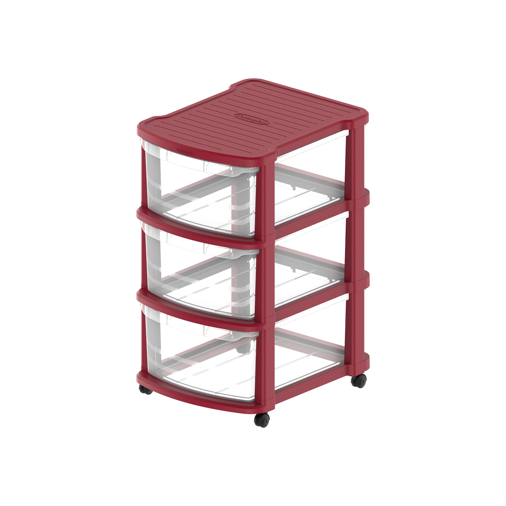 Cosmoplast 3 Tiers Plastic Multipurpose Storage Cabinet with Wheels ...