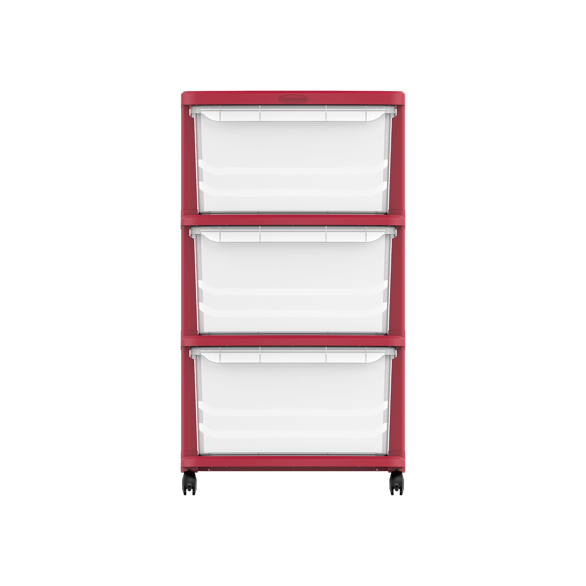 Cosmoplast 3 Tiers Plastic Multipurpose Storage Cabinet with Wheels ...