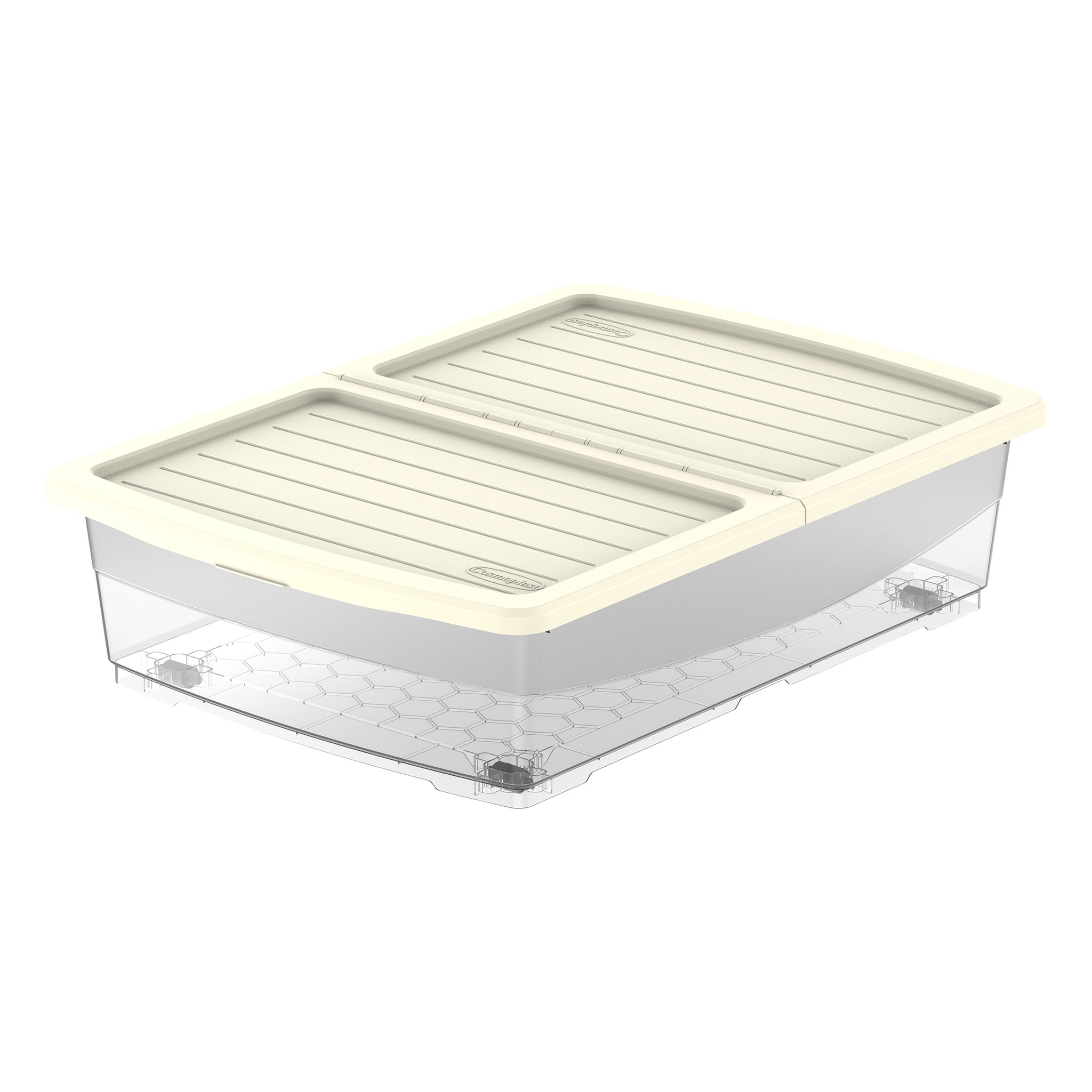 Cosmoplast 45L Clear Plastic Underbed Storage Box with Wheels ...