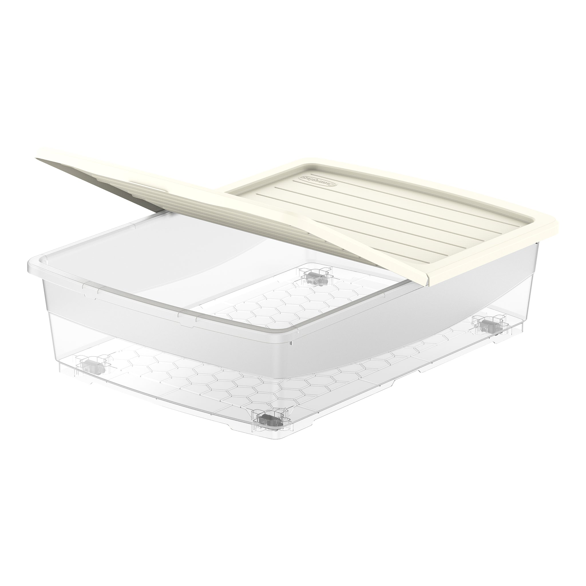 Cosmoplast 45L Clear Plastic Underbed Storage Box with Wheels ...