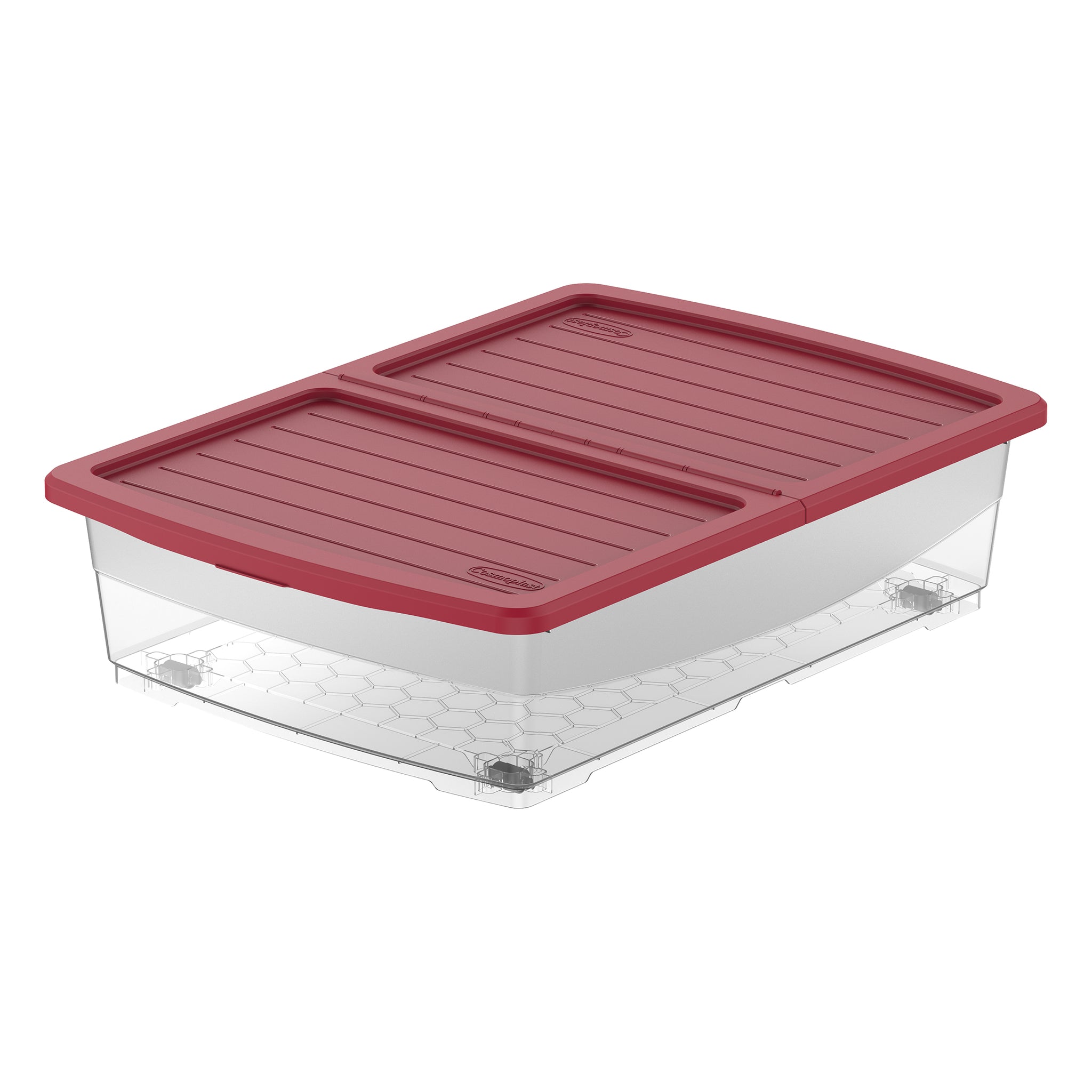 Cosmoplast 45L Clear Plastic Underbed Storage Box with Wheels ...